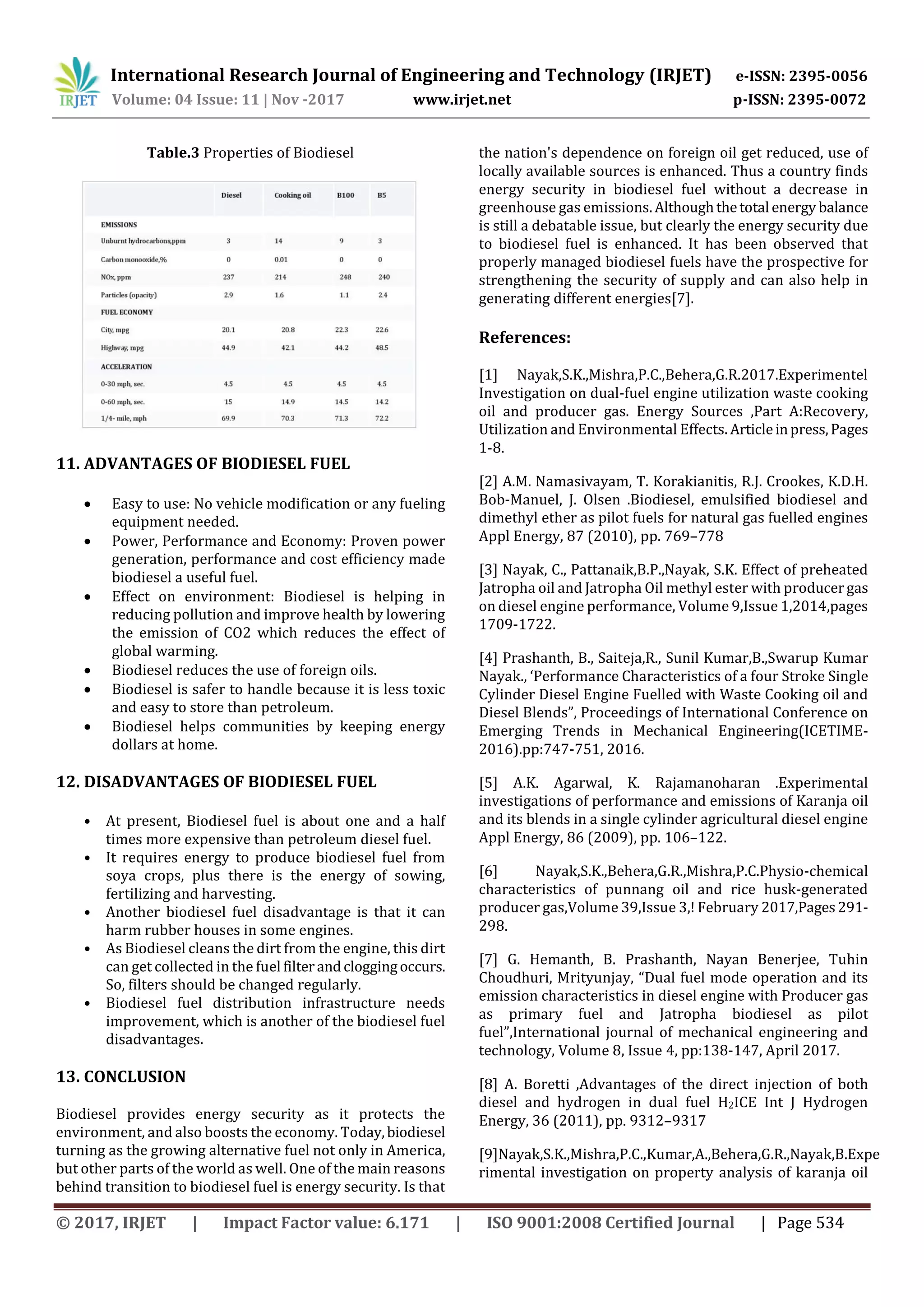 A review: Advantages and Disadvantages of Biodiesel | PDF