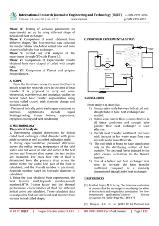 A Review- Comparative Study of Thermal and Hydrostatic Performance Analysis Of Helical Coil Heat ...