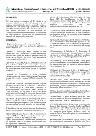 A review on Recent Non-hazard Eco Friendly Synthesized ZnO Nano ...