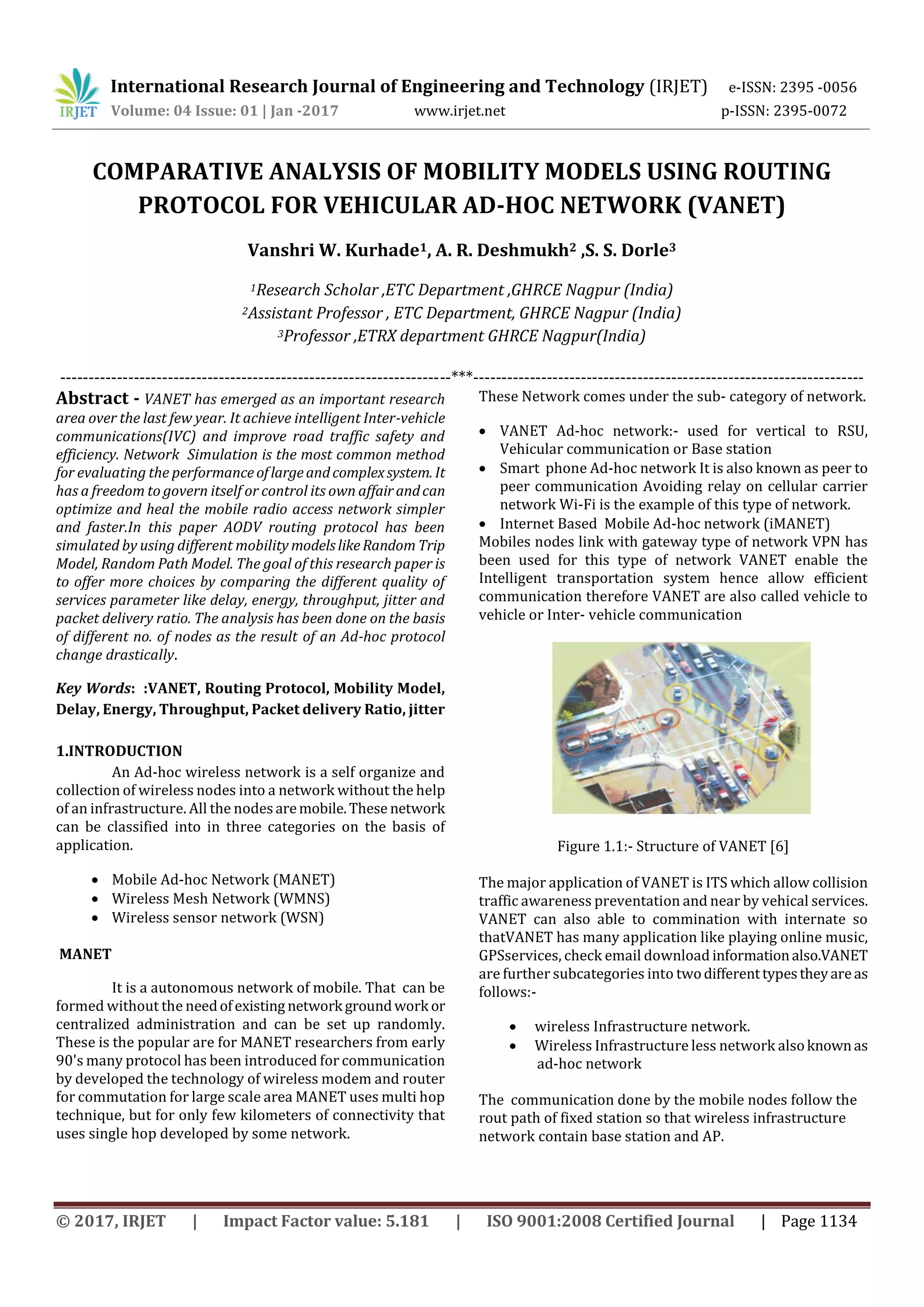 Comparative Analysis of Mobility Models Using Routing Protocol for Vehicular Ad-Hoc Network ...