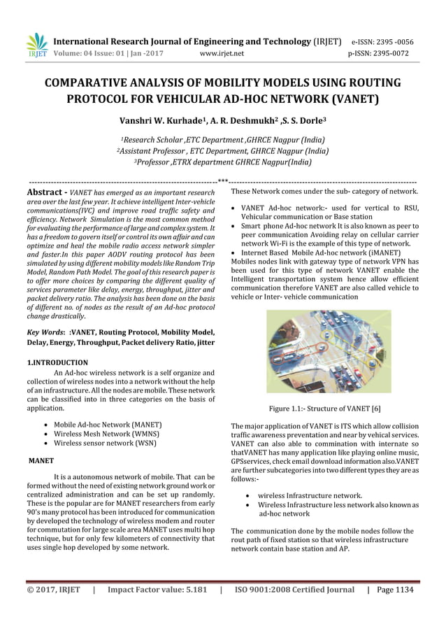 Comparative Analysis of Mobility Models Using Routing Protocol for Vehicular Ad-Hoc Network ...
