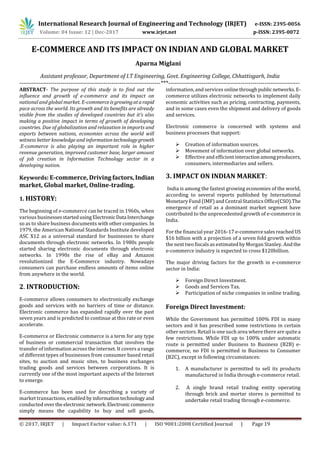 E-Commerce and its Impact on Indian and Global Market | PDF