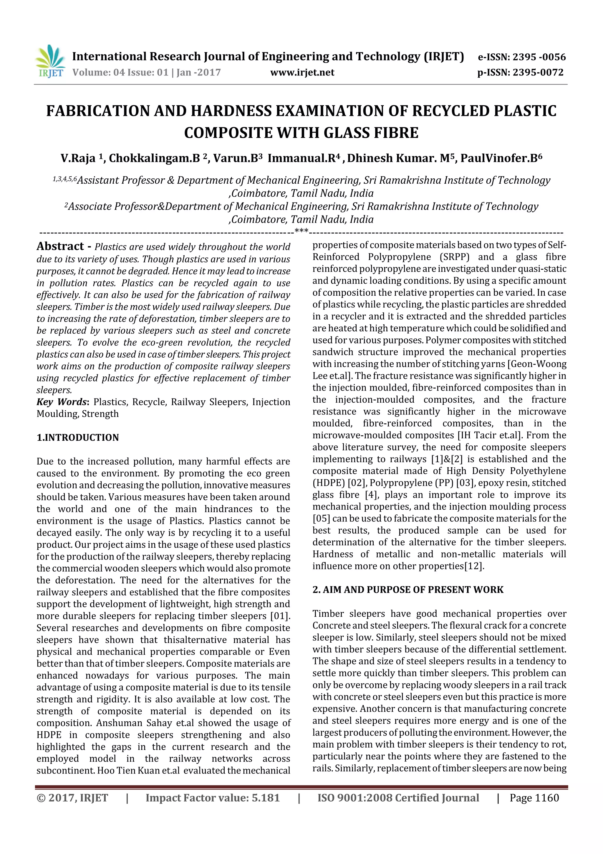 Fabrication and Hardness Examination of Recycled Plastic Composite With ...