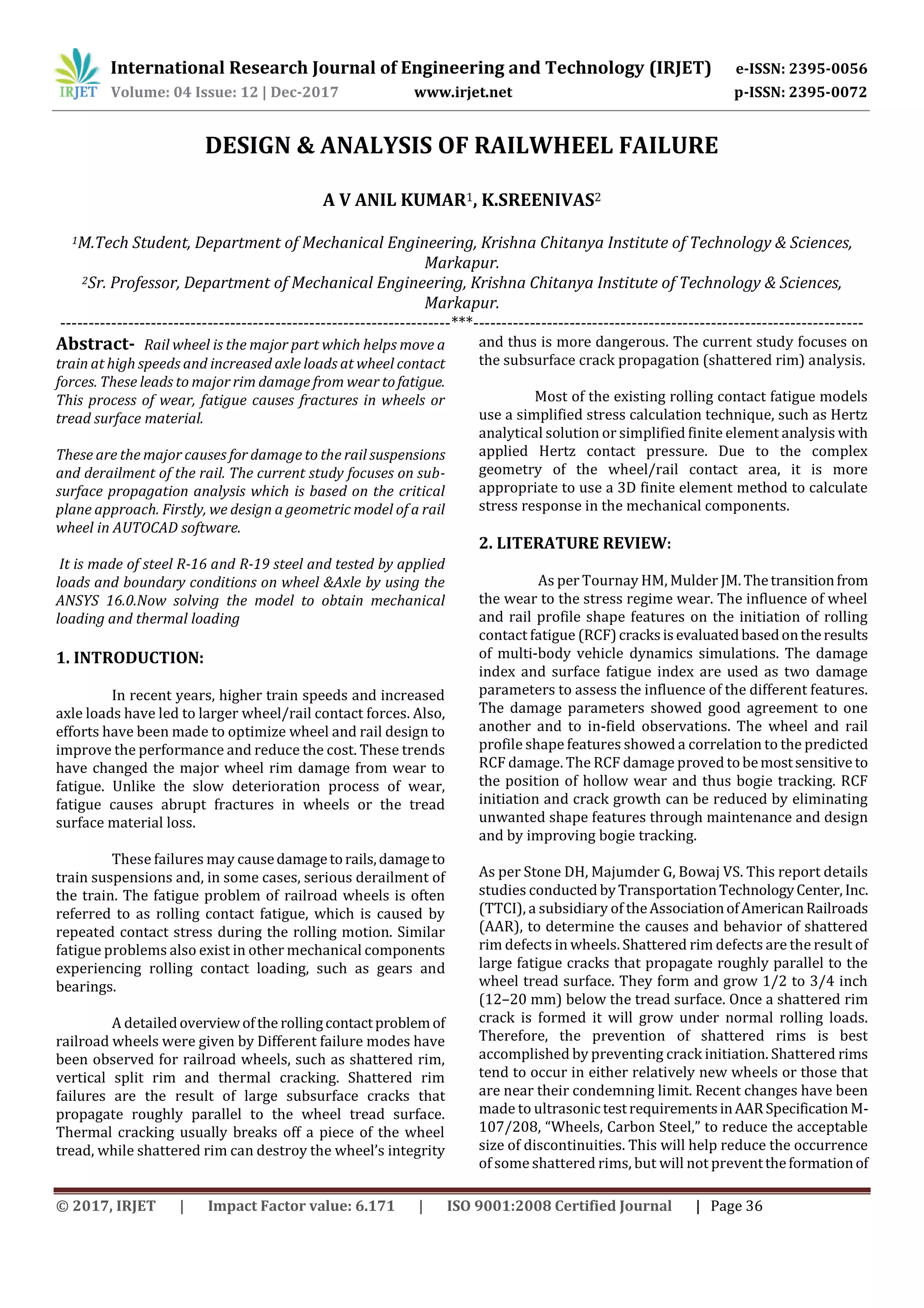 Design & Analysis of Rail Wheel Failure | PDF