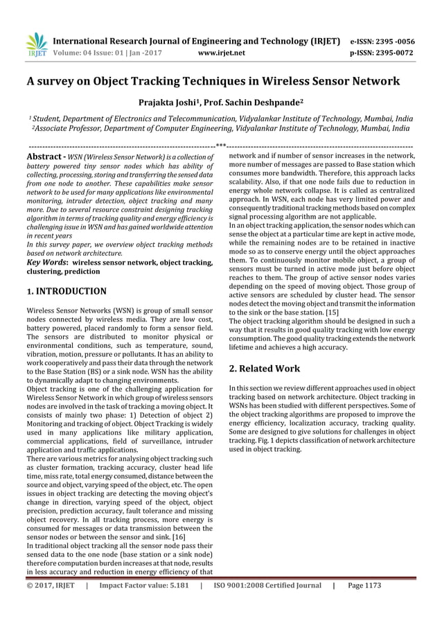 A survey on Object Tracking Techniques in Wireless Sensor Network | PDF ...