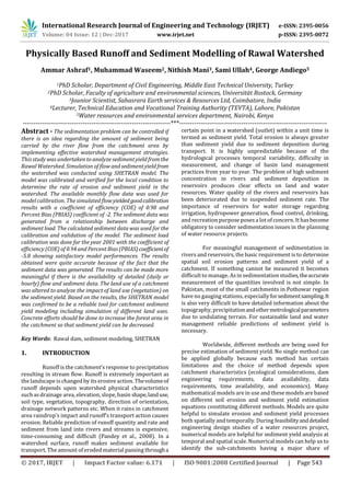 Physically Based Runoff and Sediment Modelling of Rawal Watershed | PDF