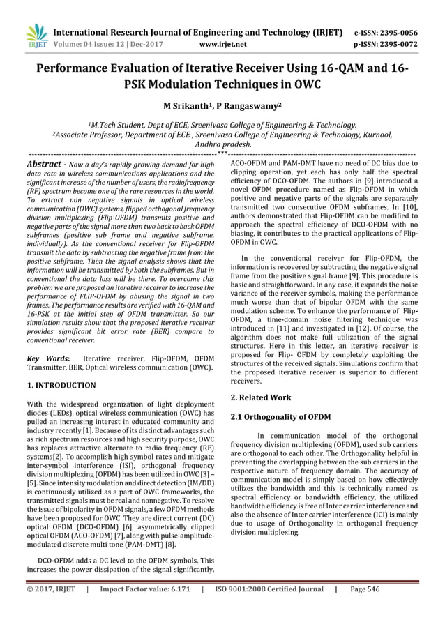 Performance Evaluation of Iterative Receiver using 16-QAM and 16-PSK Modulation Techniques in ...
