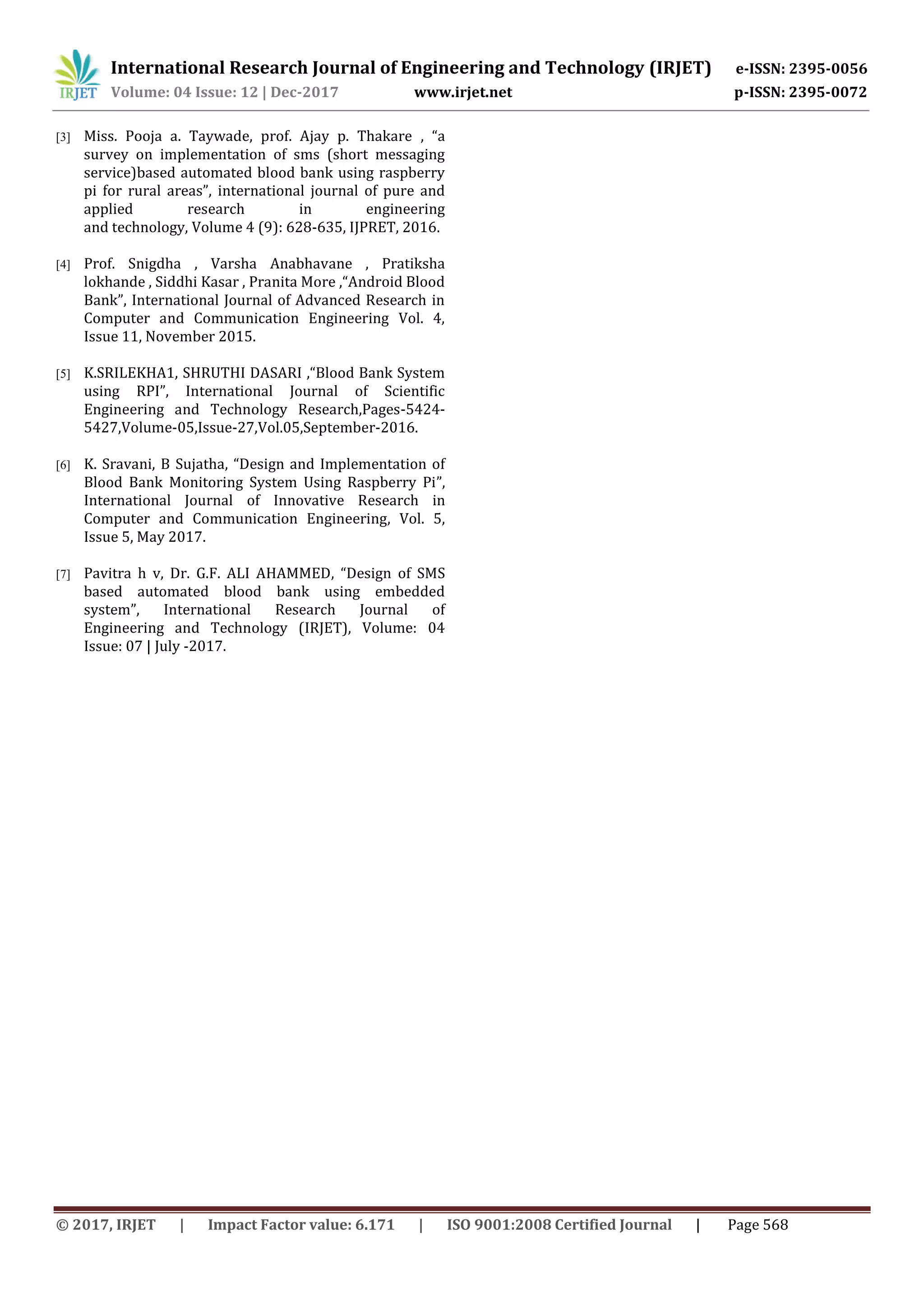 Automated Blood Bank System using Raspberry Pi | PDF | Operating Systems | Computer Software and ...