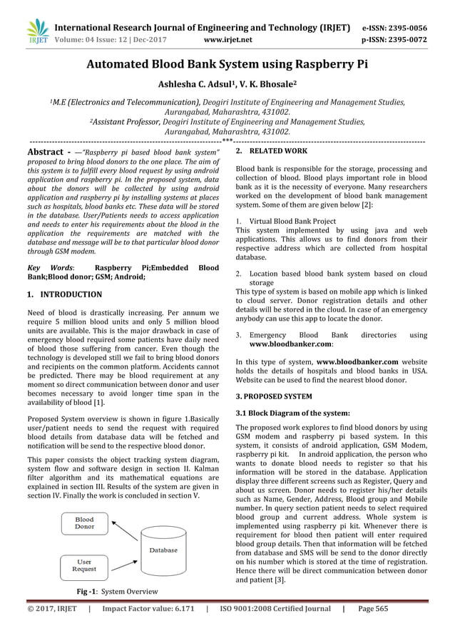 Automated Blood Bank System using Raspberry Pi | PDF | Operating ...