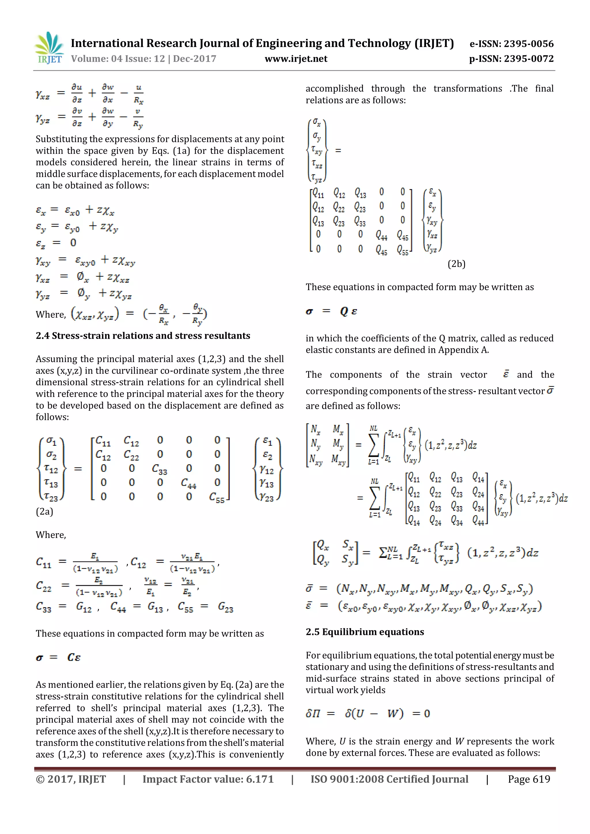 Static Analysis of Cylindrical Shells | PDF