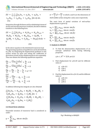 Static Analysis of Cylindrical Shells | PDF