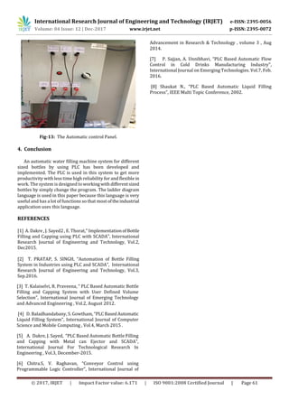 PLC based Automatic Liquid Filling System for Different Sized Bottles | PDF