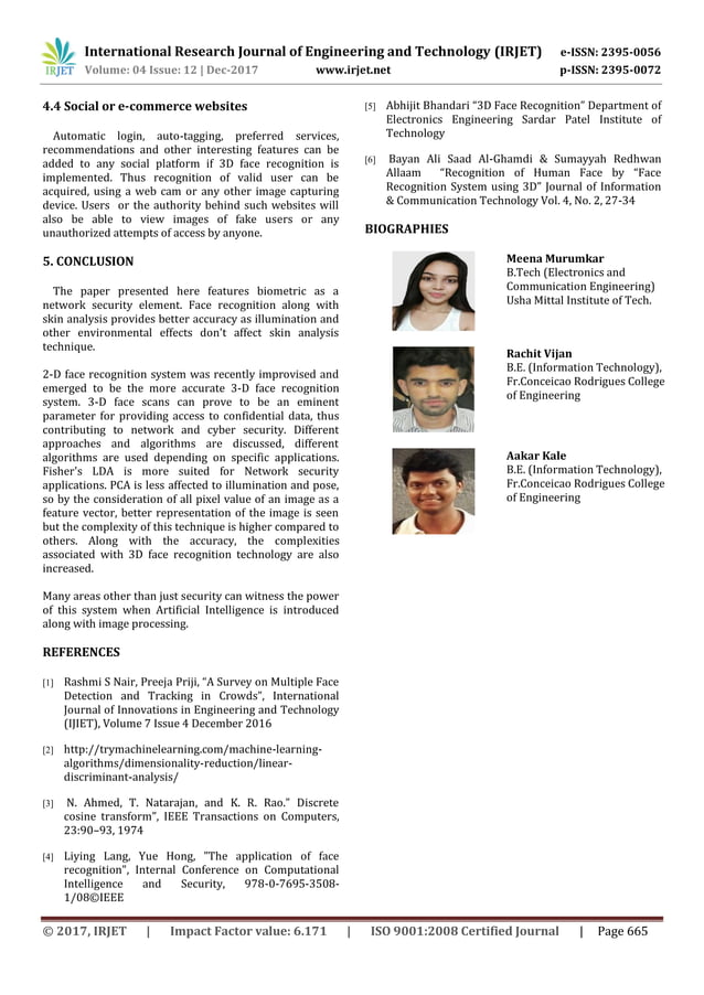 3D Face Recognition Technology in Network Security Applications | PDF