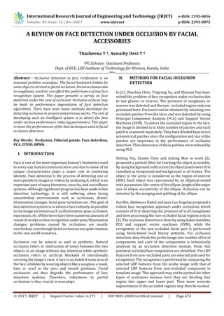 A Review on Face Detection under Occlusion by Facial Accessories | PDF