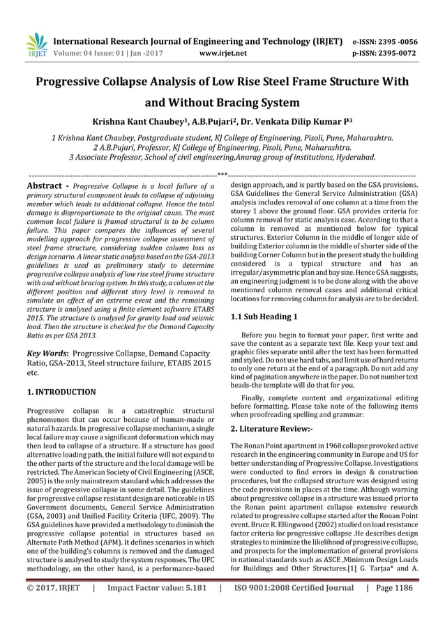Progressive Collapse Analysis of Low Rise Steel Frame Structure With and Without Bracing System ...