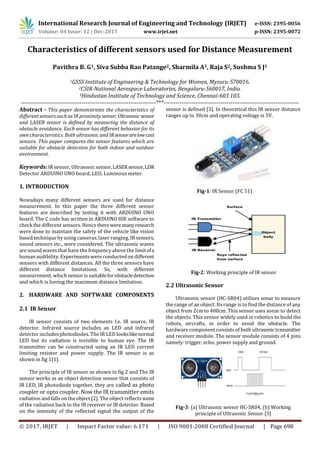 Characteristics of Different Sensors used for Distance Measurement | PDF