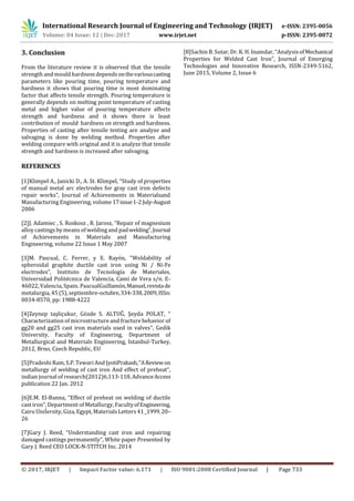 Analysis of Tensile Strength Properties for FG260 Welded Cast Iron : A ...