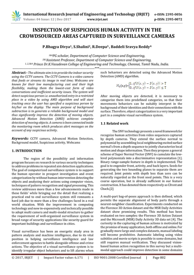 Inspection of Suspicious Human Activity in the Crowd Sourced Areas ...