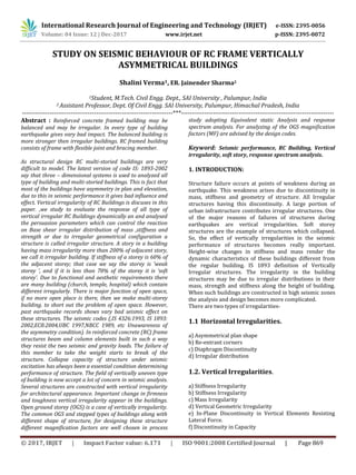 Study on Seismic Behaviour of RC Frame Vertically Asymmetrical Buildings | PDF