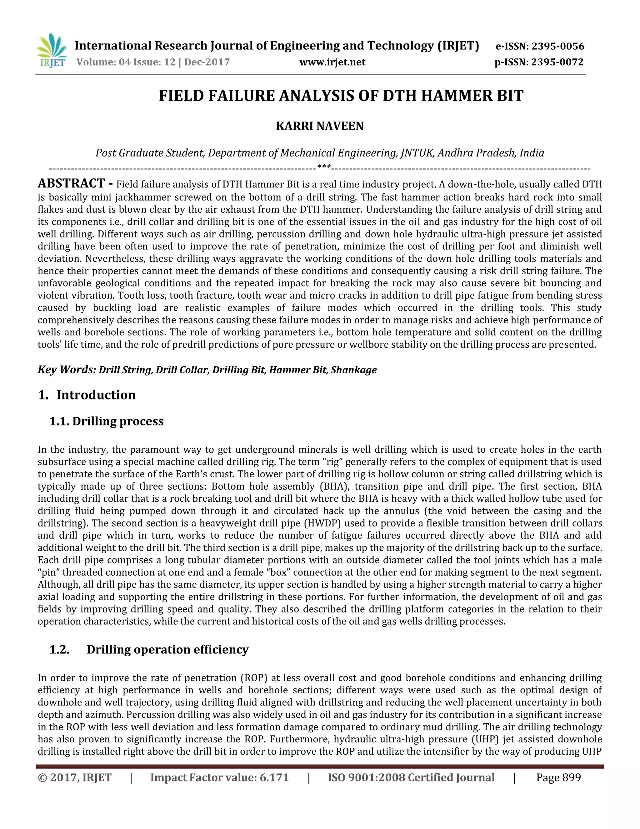 Field Failure Analysis of DTH Hammer Bit | PDF