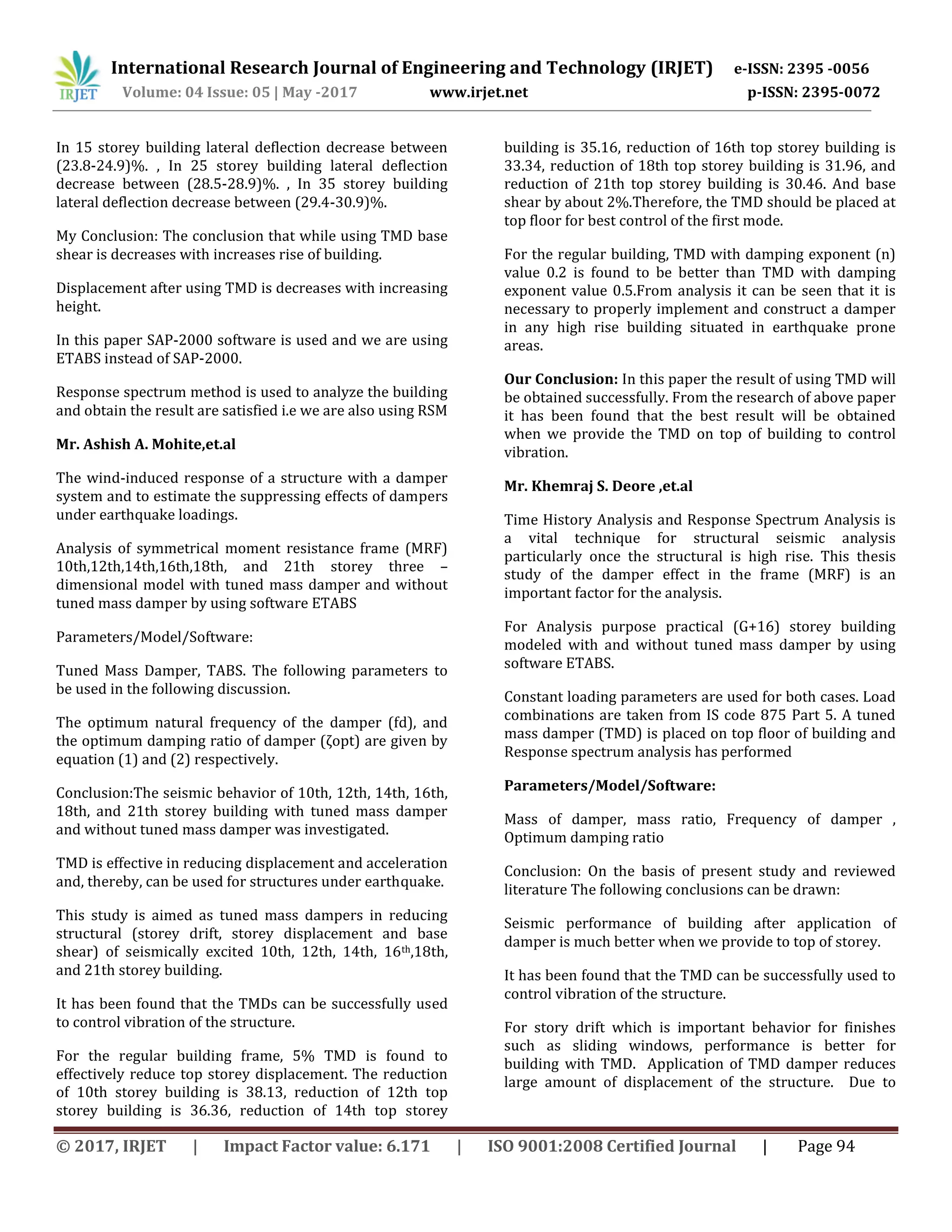 A Review on Response of Seismic Loading on Regular High Rise Building ...