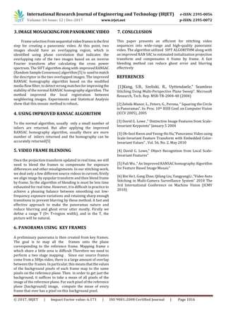 Video Stitching using Improved RANSAC and SIFT | PDF