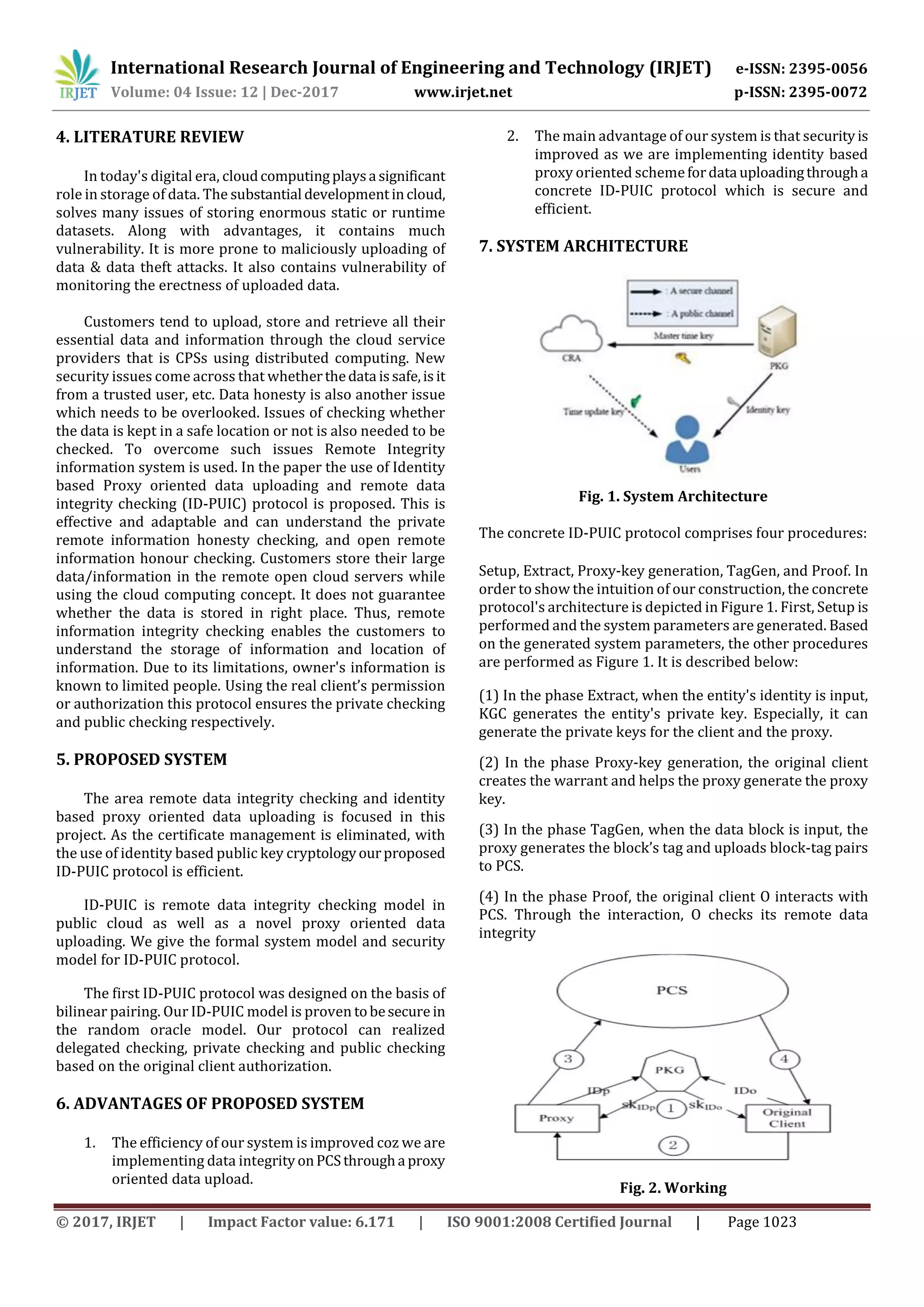 Proxy Oriented Data Uploading And Monitoring Remote Data Integrity In 5197