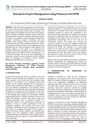 Enterprise Project Management using Primavera P6 EPPM | PDF