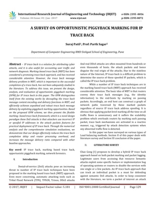 IRJET-A Survey On Opportunistic Piggyback Marking For IP Trace Back | PDF