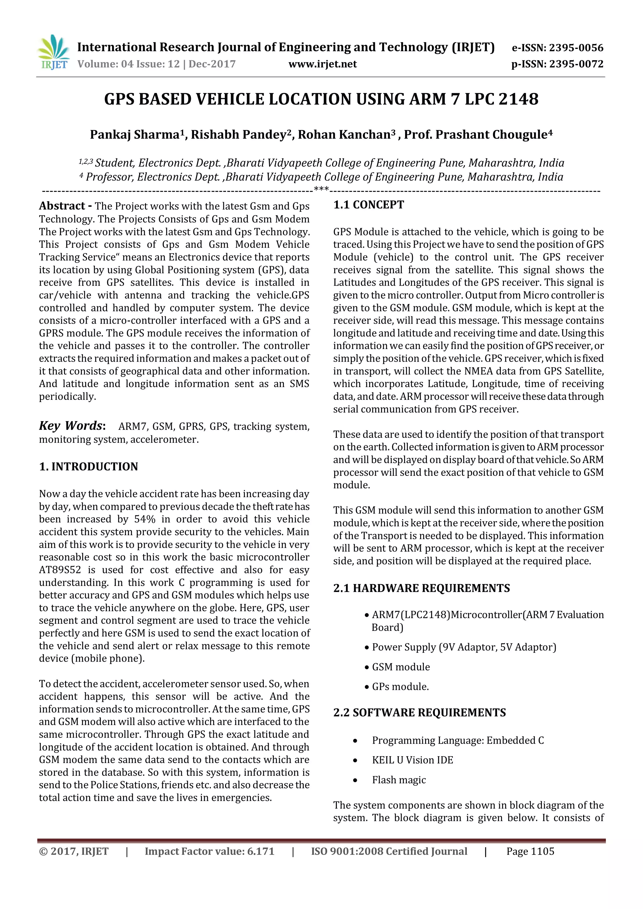 GPS Based Vehicle Location using ARM 7 LPC 2148 | PDF