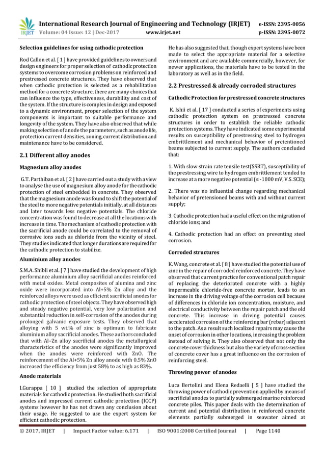 Review on Cathodic Protection of Embedded Steel Bars in Concrete by ...
