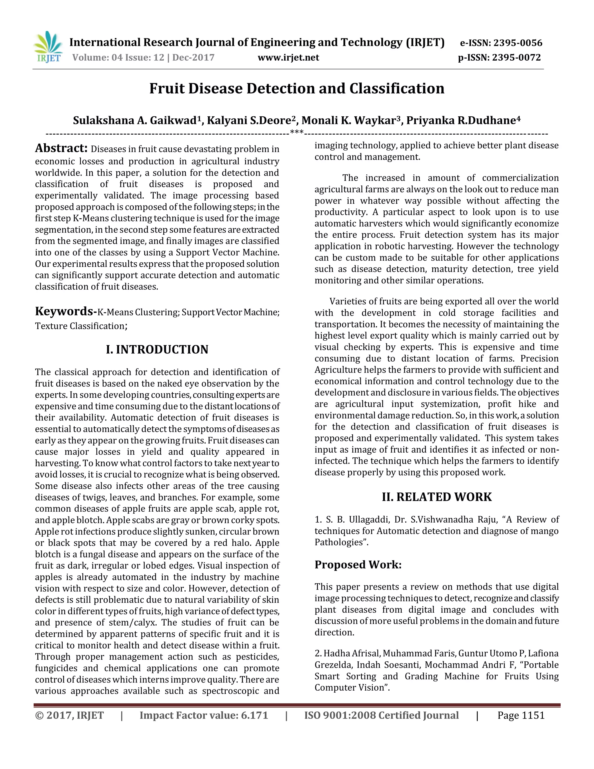 Fruit Disease Detection and Classification | PDF