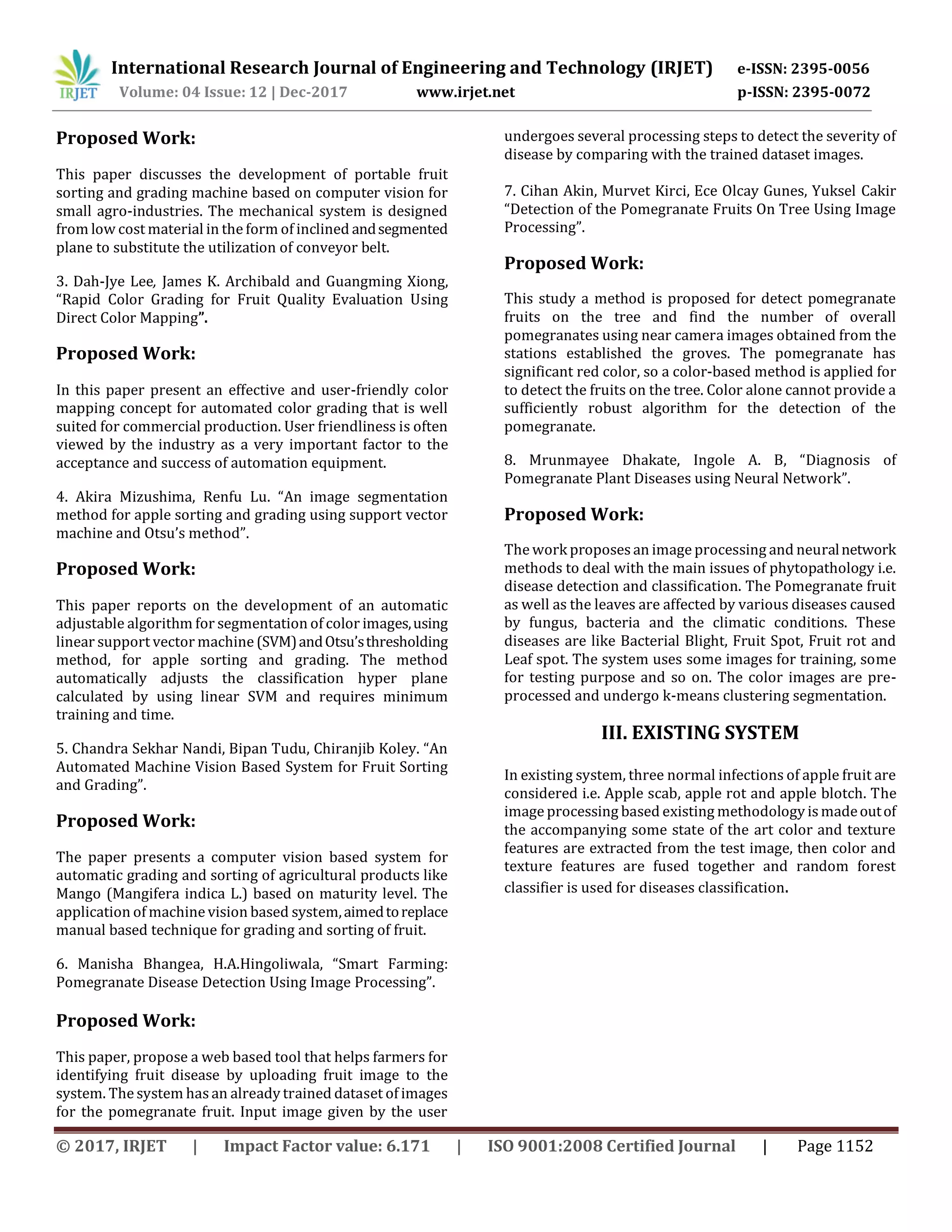 Fruit Disease Detection And Classification Pdf Agriculture Industries