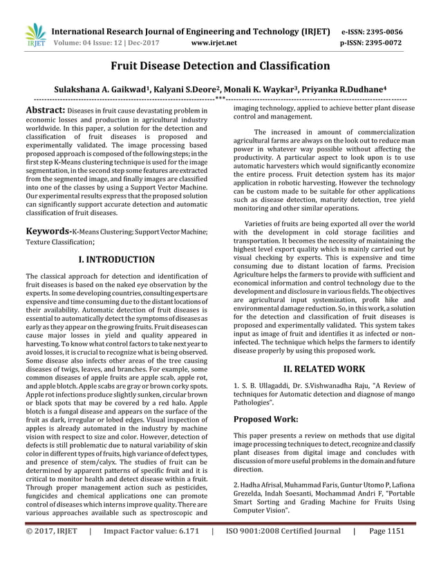 Fruit Disease Detection and Classification | PDF | Agriculture | Industries