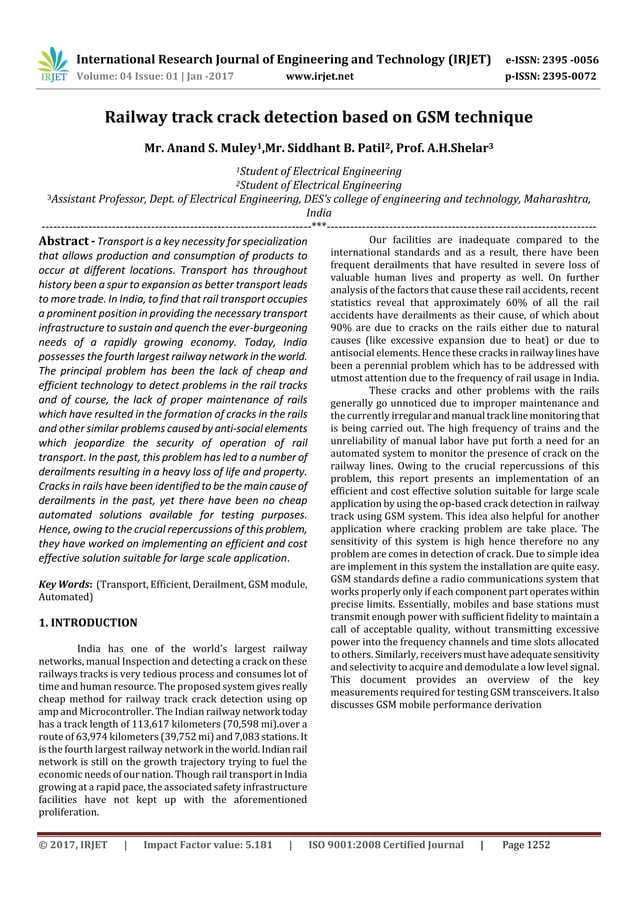 Railway track crack detection based on GSM technique | PDF