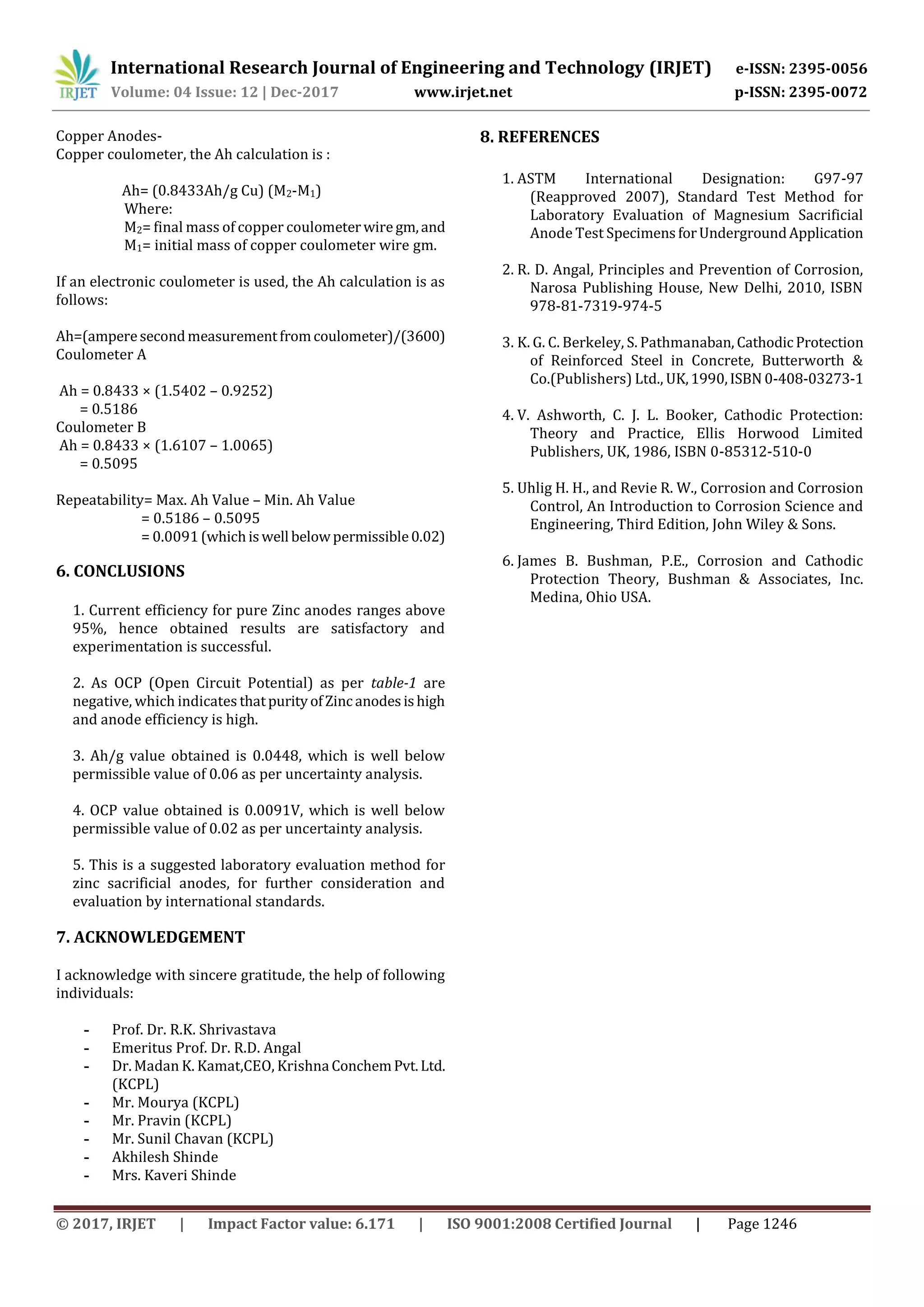 Suggested Standard Test Method for Laboratory Evaluation of Zinc ...