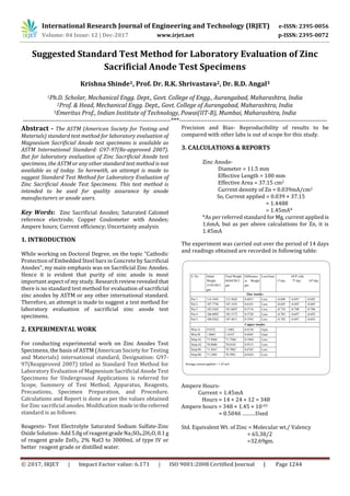 Suggested Standard Test Method for Laboratory Evaluation of Zinc ...
