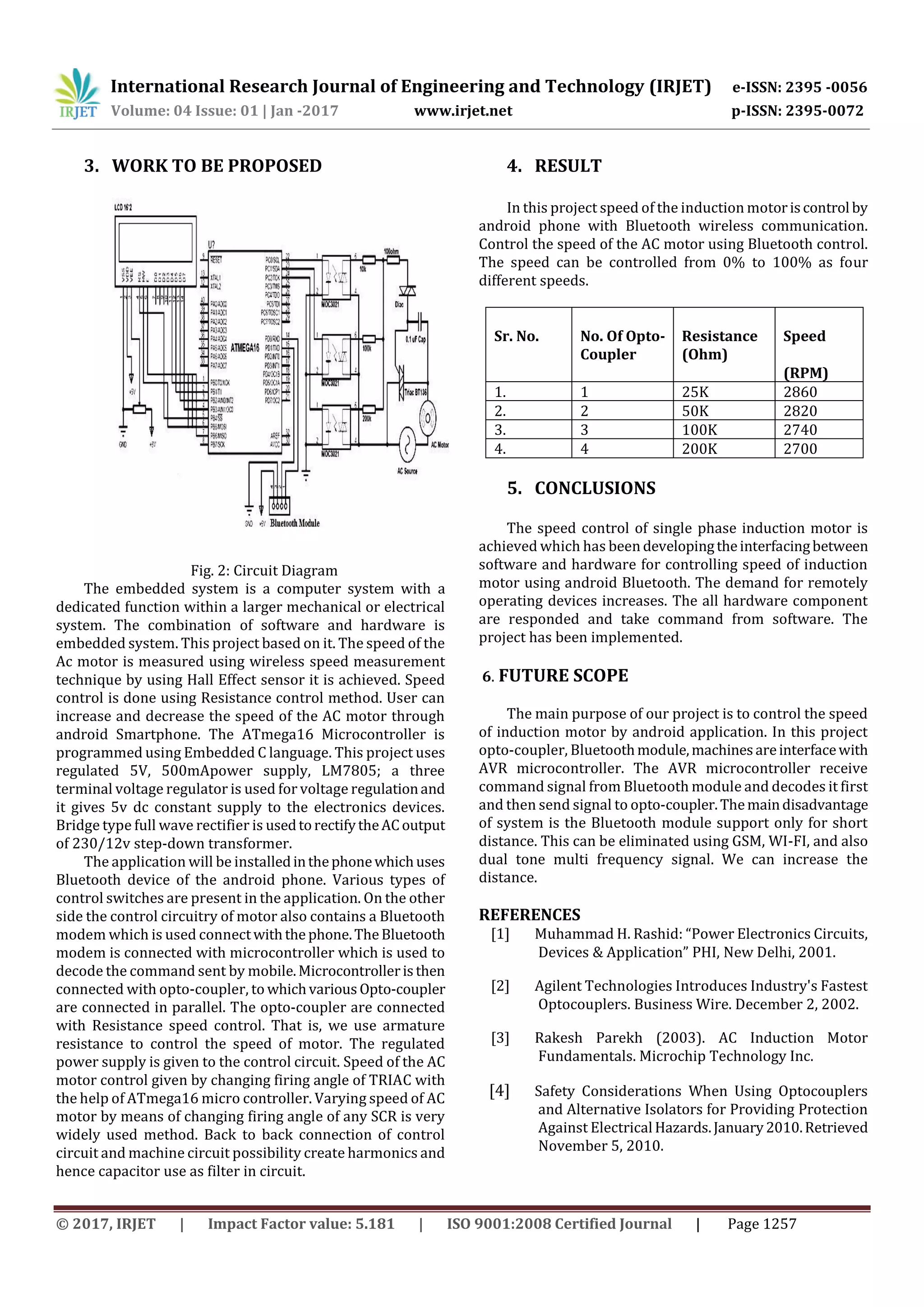 Speed control of single phase induction motor by android bluetooth | PDF