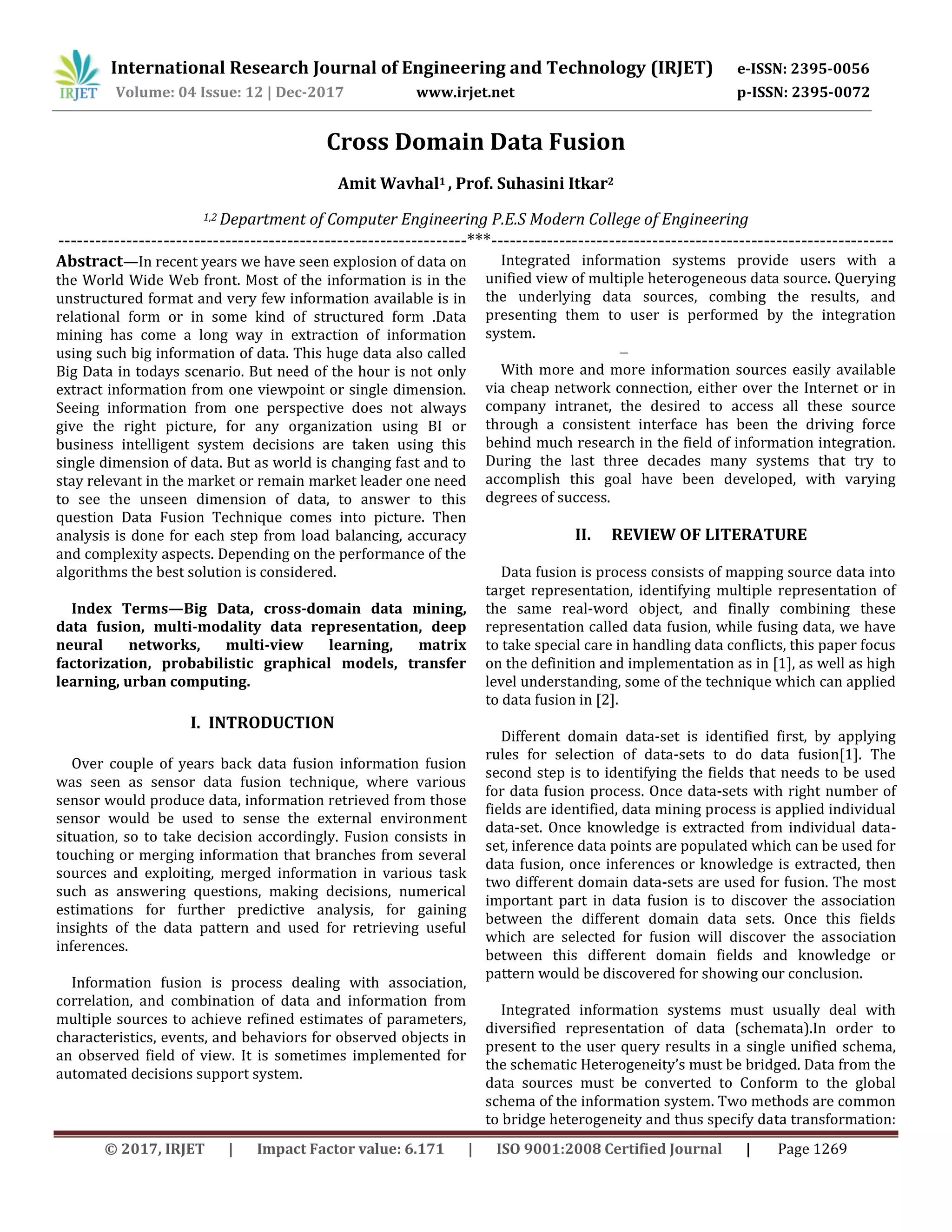 Cross Domain Data Fusion | PDF