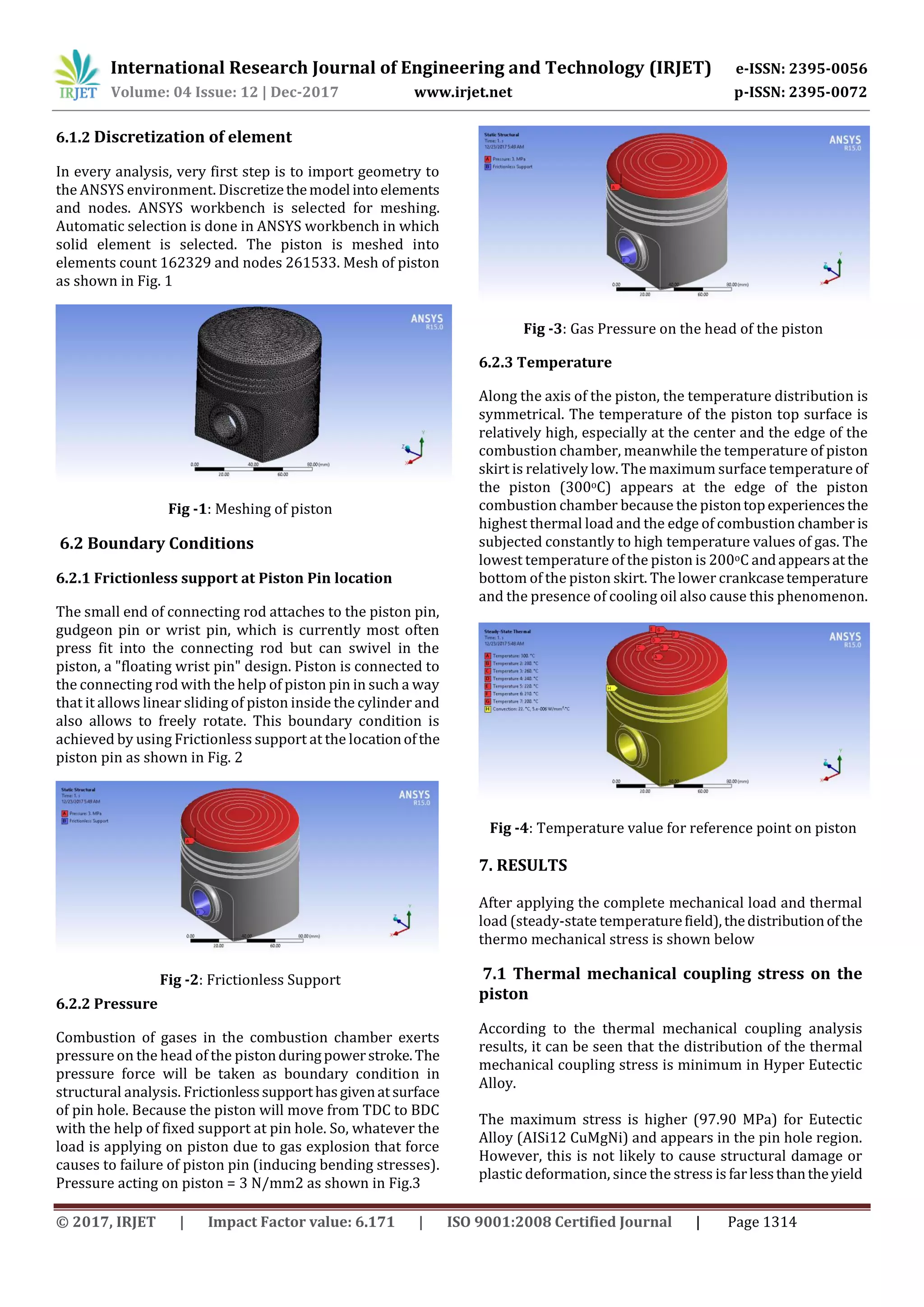 Design, Thermal Analysis and Optimization of a Piston using Ansys | PDF ...