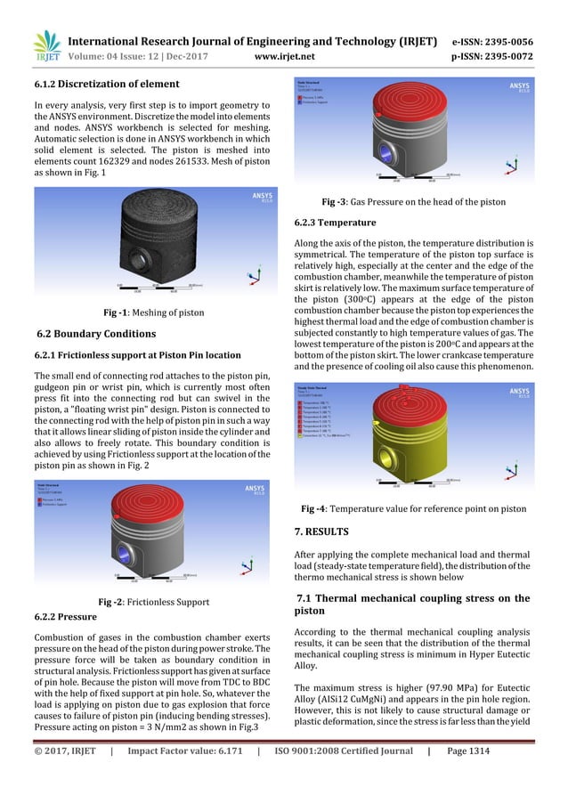 Design, Thermal Analysis and Optimization of a Piston using Ansys | PDF | Physics | Science