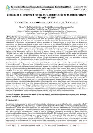 Evaluation of Saturated Conditioned Concrete Cubes by Initial Surface ...