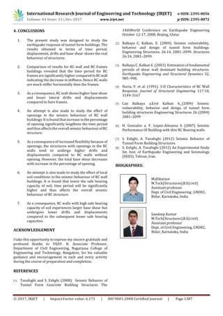 Influence of Openings and Local Soil Conditions on the Seismic Behavior of Tunnel form Buildings ...