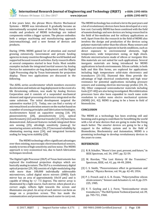 Evolution of MEMS Technology | PDF