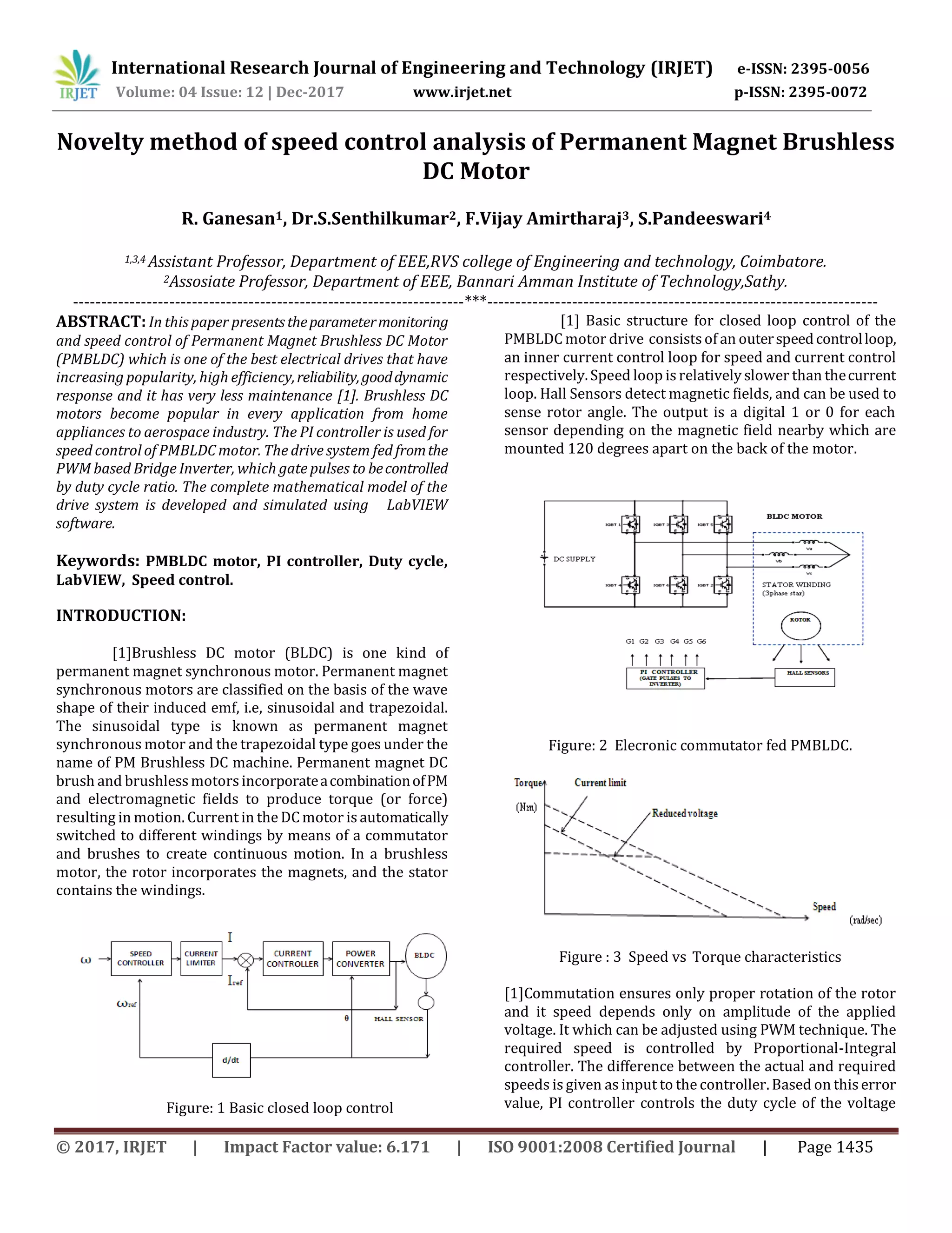 Novelty Method of Speed Control Analysis of Permanent Magnet Brushless ...