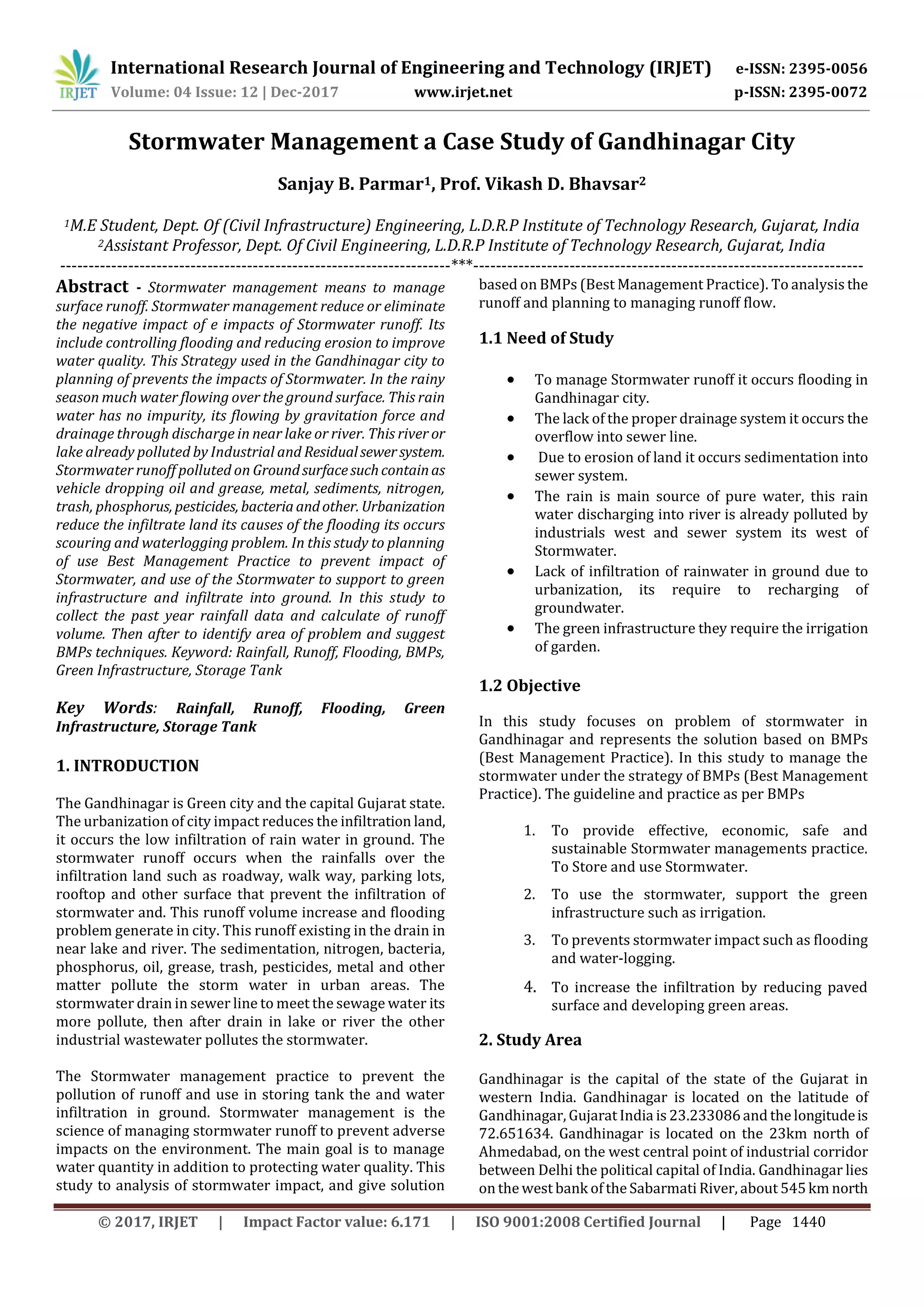 Stormwater Management a Case Study of Gandhinagar City | PDF