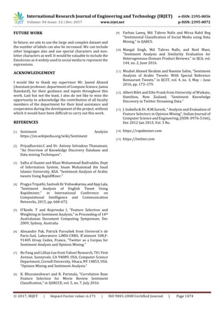 Sentiment Analysis and Classification of Tweets using Data Mining | PDF