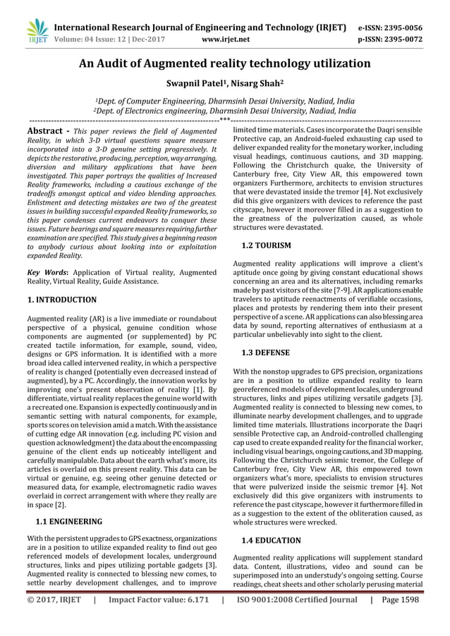 An Audit of Augmented Reality Technology Utilization | PDF