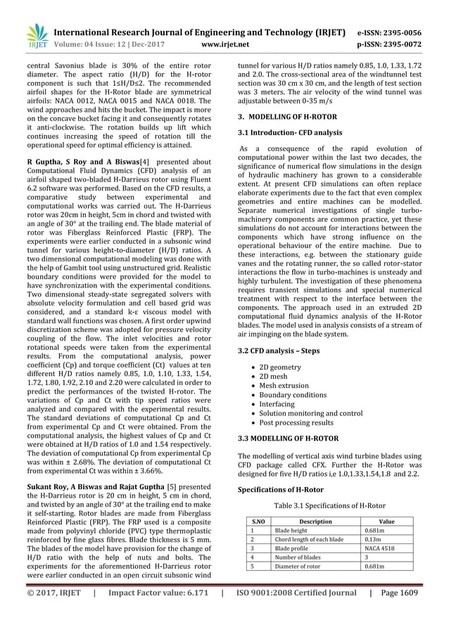 CFD Analysis of a Three Bladed H-Rotor of Vertical Axis Wind Turbine ...