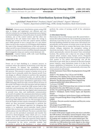 Remote Power Distribution System using GSM | PDF